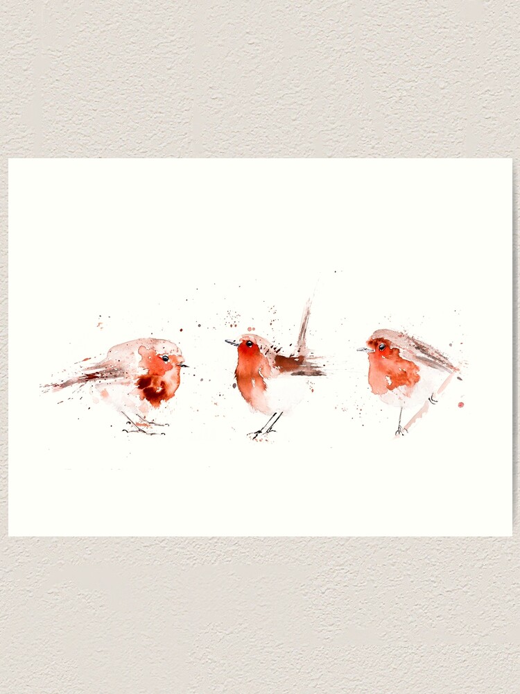 "3 Fat Robins Bird Painting Bird Watercolour Painting by Syman Kaye ...