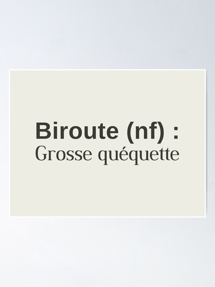 Poster « Biroute (nf) : Grosse quéquette », par humour-chti | Redbubble