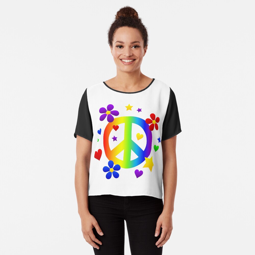 "Multicolored Floral Peace Sign " Sticker for Sale by cindyfordyce ...