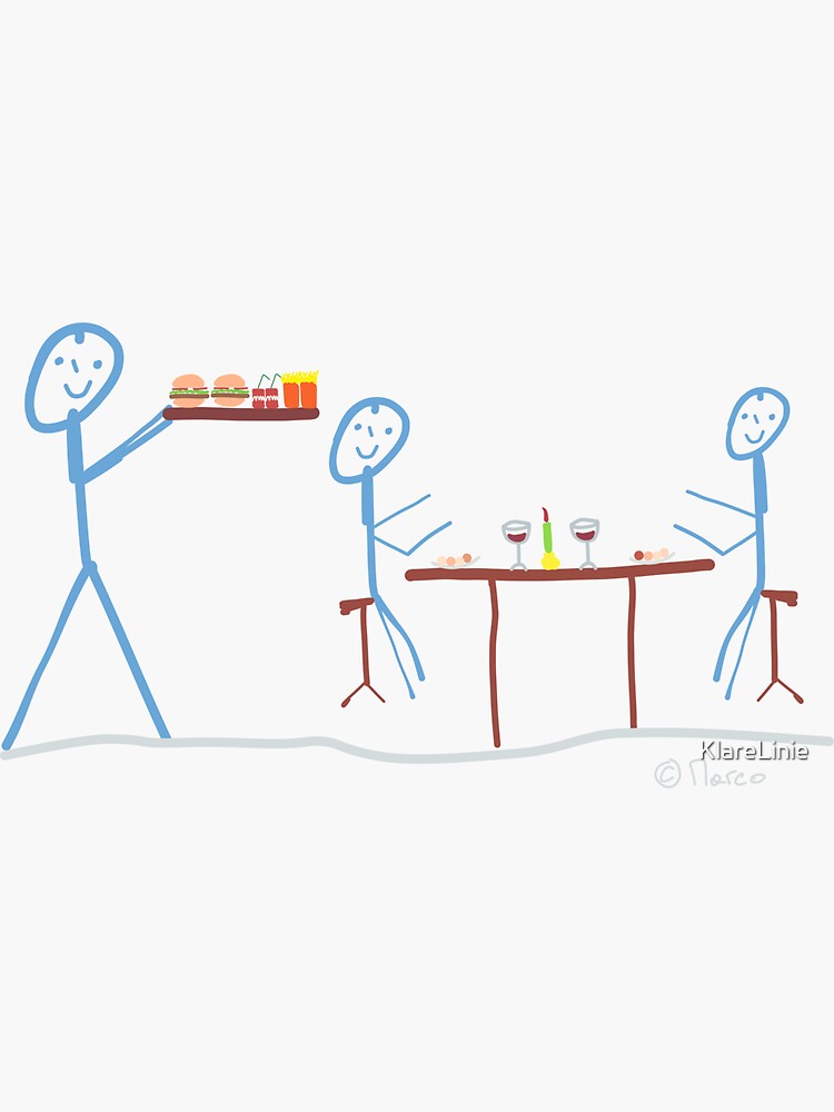 "Waiter Stick Figure Restaurant Occupation Work Dinner Man" Sticker for ...