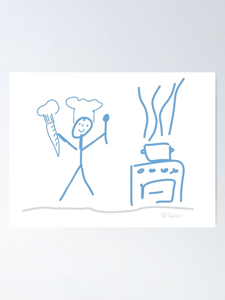 "Chef stick figure, work profession restaurant" Poster by KlareLinie ...