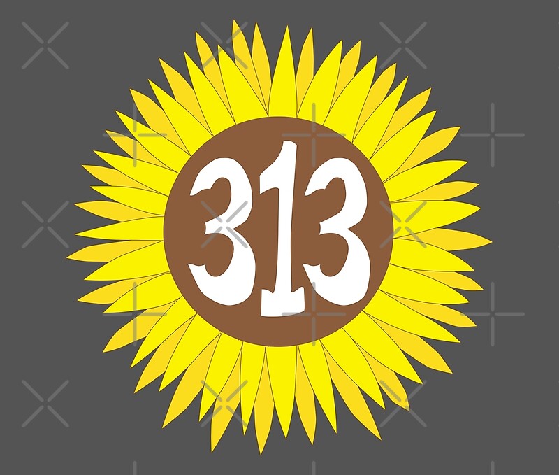 "Hand Drawn Michigan Sunflower 313 Area Code" by itsrturn | Redbubble