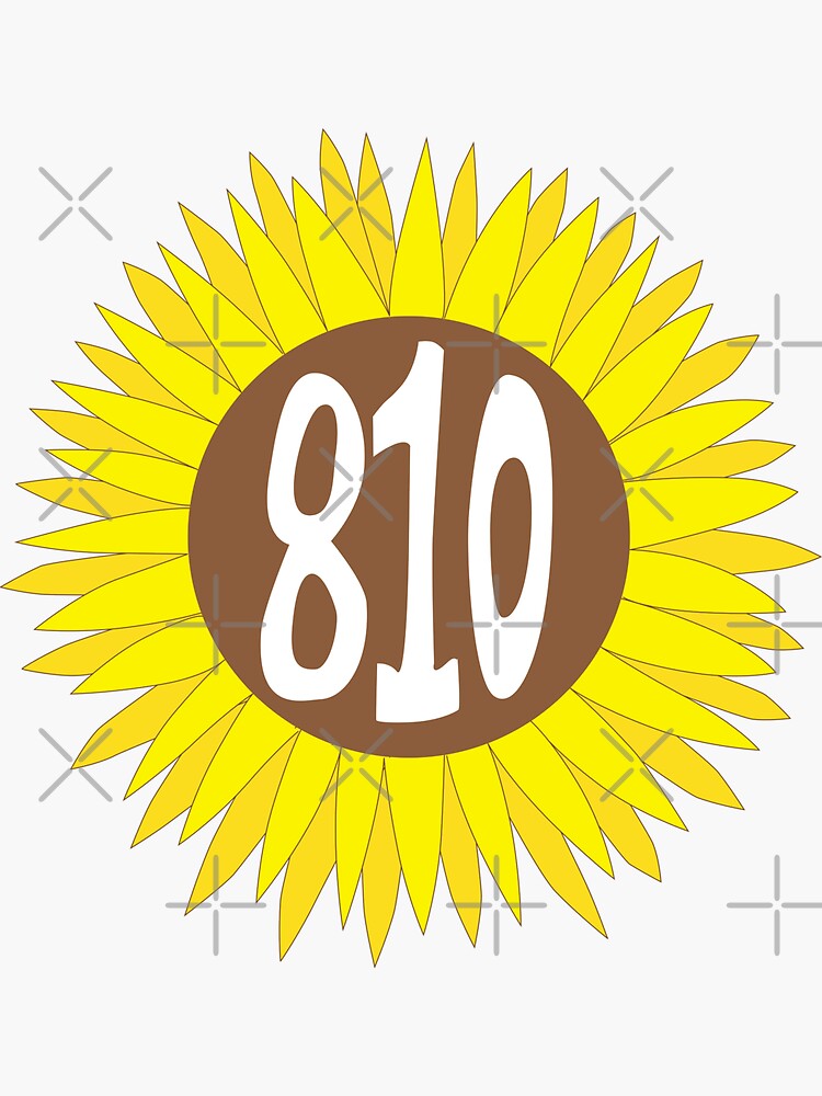 "Hand Drawn Michigan Sunflower 810 Area Code" Sticker by itsrturn ...