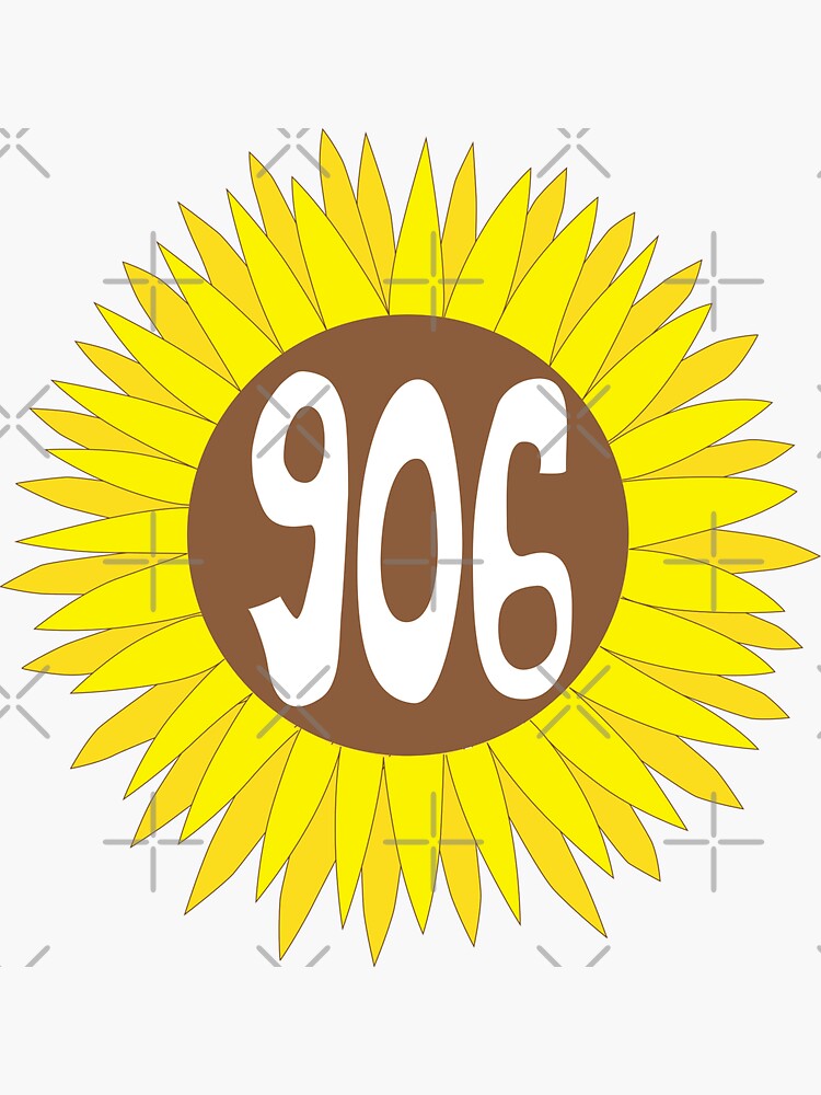"Hand Drawn Michigan Sunflower 906 Area Code" Sticker by itsrturn ...