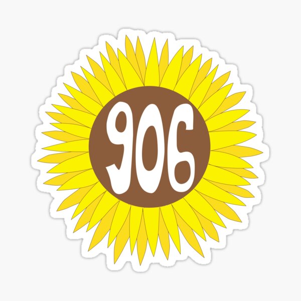 "Hand Drawn Michigan Sunflower 906 Area Code" Sticker by itsrturn ...