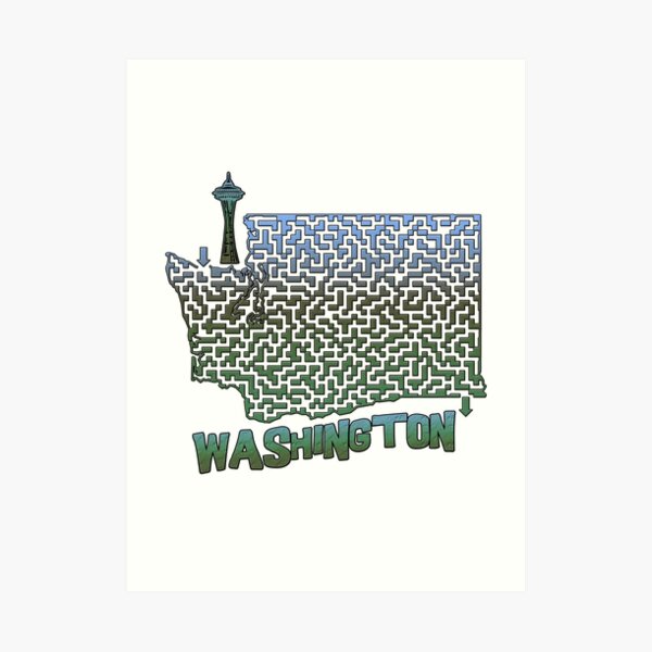 "Washington State Outline Maze & Labyrinth" Art Print for Sale by gorff ...