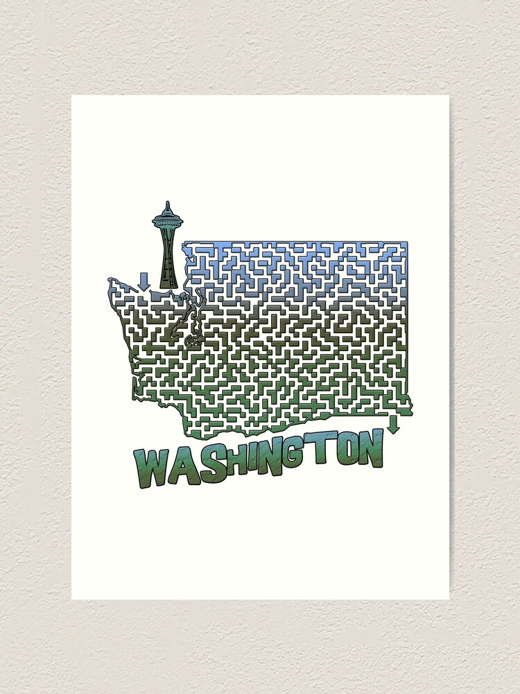 "Washington State Outline Maze & Labyrinth" Art Print for Sale by gorff ...