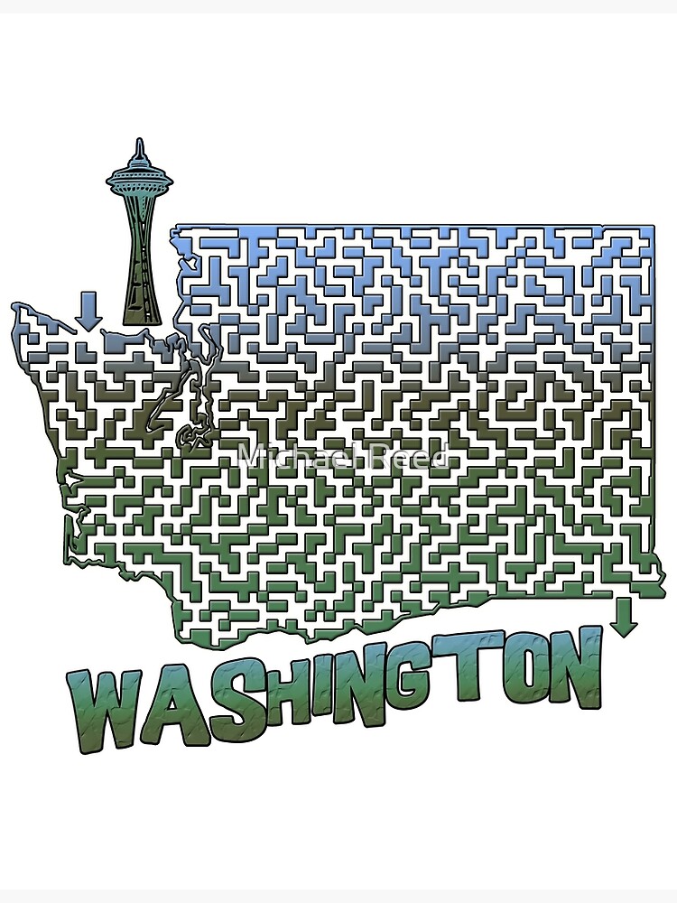 "Washington State Outline Maze & Labyrinth" Art Print for Sale by gorff ...