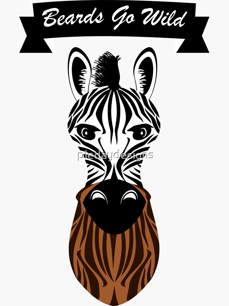 "Zebra Beard" Sticker by piedaydesigns | Redbubble