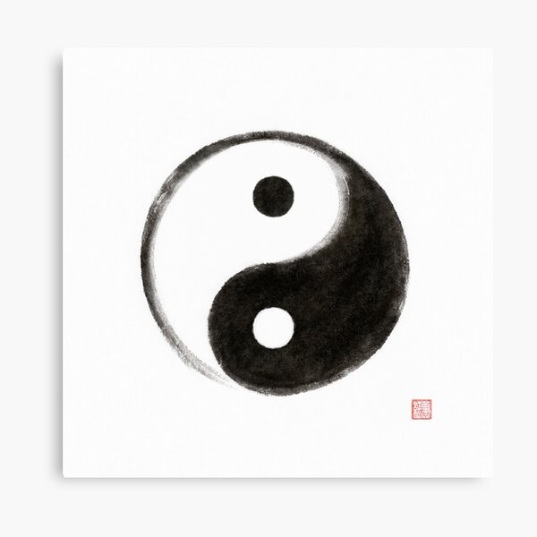 "Yin and Yang spiritual Daoist symbol sumi-e black ink illustration on ...