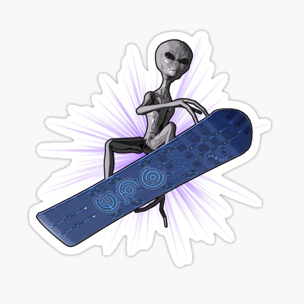 "Alien Snowboarder" Sticker for Sale by spiralmirror | Redbubble