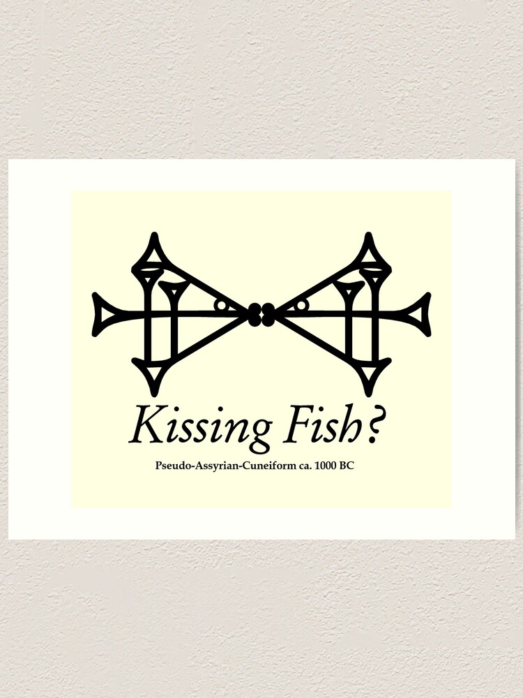 "Kissing Fish? Pseudo-Assyrian Cuneiform" Art Print by MichaelAtOz ...