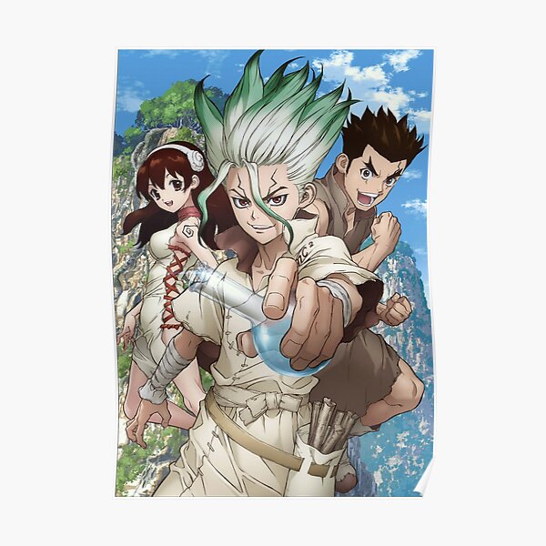 Póster «Dr Stone Senku Taiju Yuzuriha» de RedaXis | Redbubble