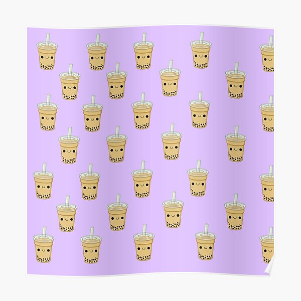 "Cute Kawaii Boba Backdrop " Poster for Sale by littlestar07 | Redbubble