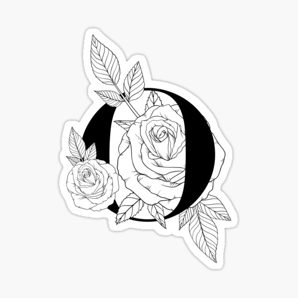 "Monogram Letter O with Rose Line Art" Sticker for Sale by ...