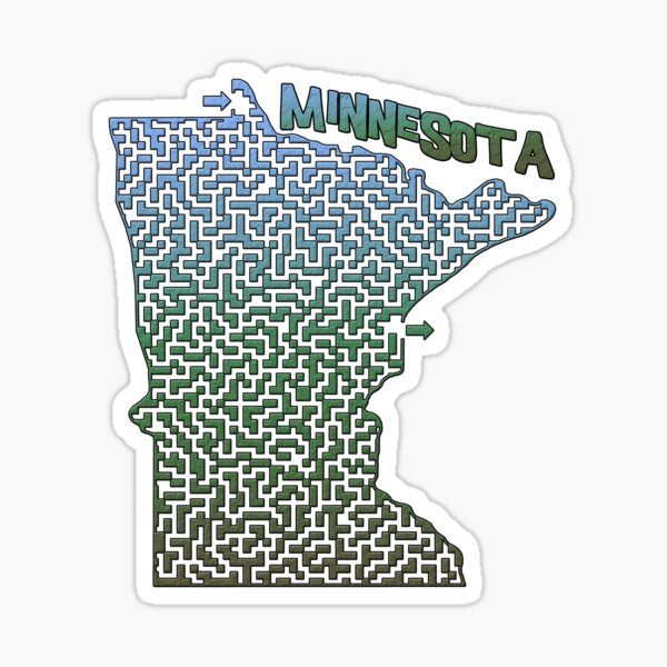 "Minnesota State Outline Maze & Labyrinth" Sticker for Sale by gorff ...