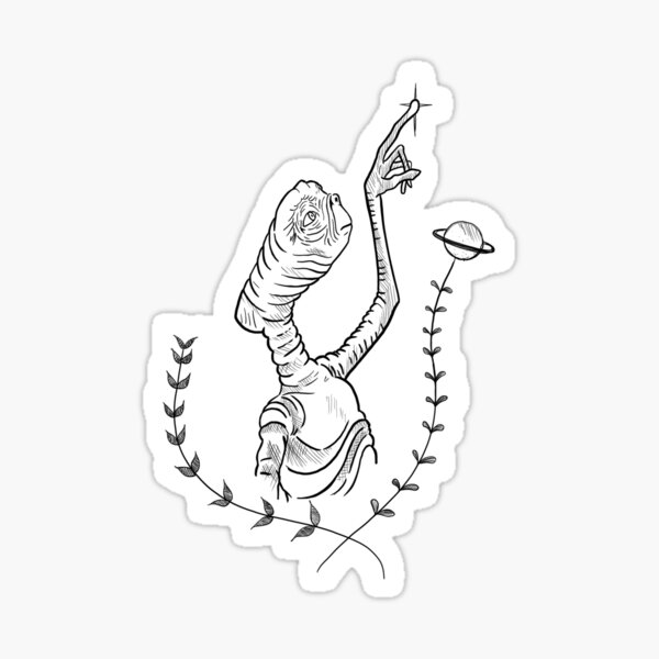 "E.T. the Extra-Terrestrial Folk tattoo style" Sticker for Sale by ...