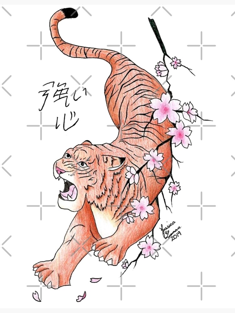 "Cherry Blossom Tiger" Poster for Sale by Jessieisaninja | Redbubble