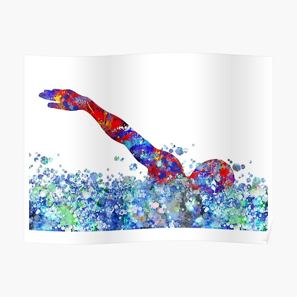 "Swimmer, athlete, male swimmer, watercolor male swimmer" Poster for ...