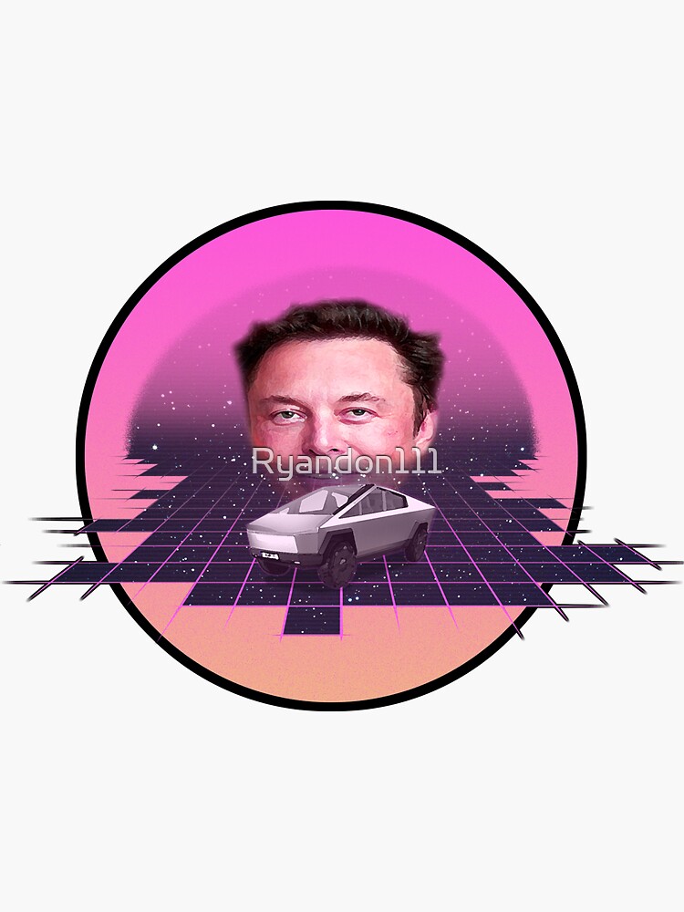 "Elon Musk Cybertruck Vaporwave" Sticker for Sale by Ryandon111 | Redbubble