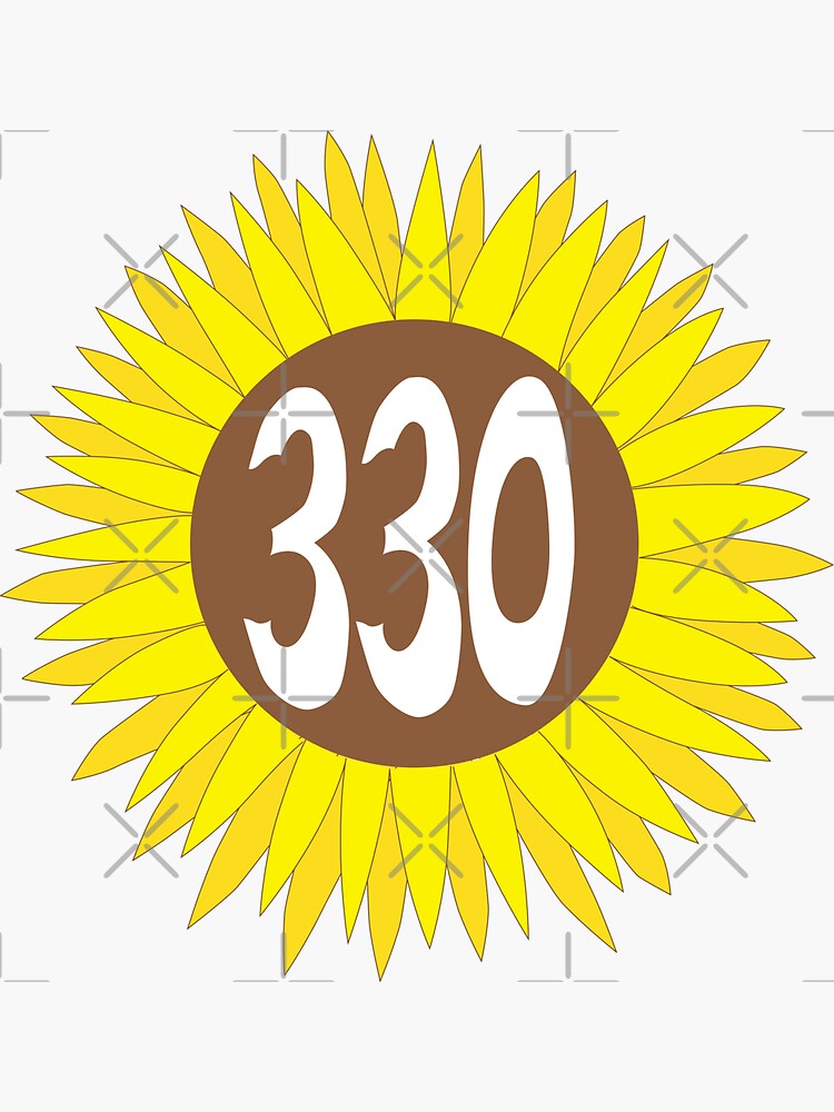 "Hand Drawn Ohio Sunflower 330 Area Code" Sticker by itsrturn | Redbubble