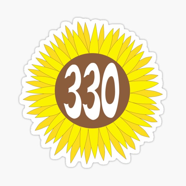 "Hand Drawn Ohio Sunflower 330 Area Code" Sticker by itsrturn | Redbubble