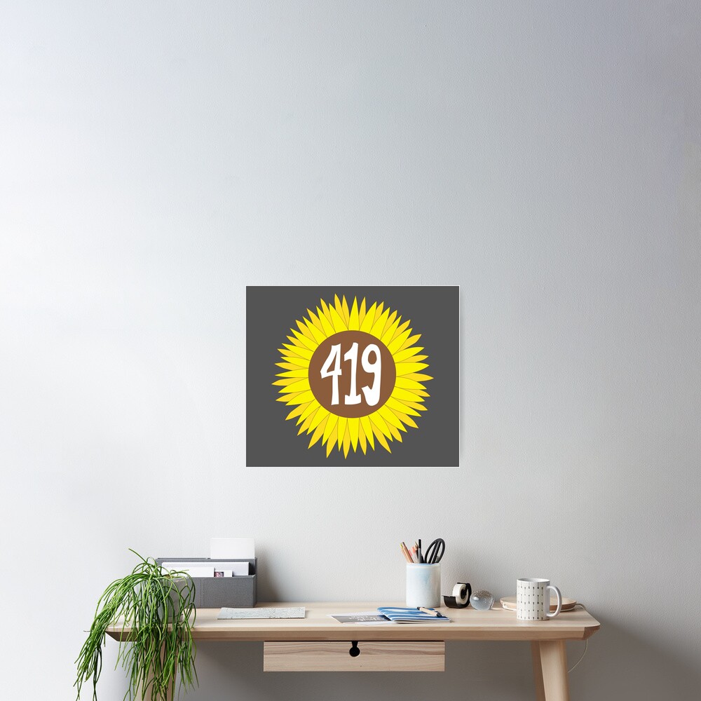 "Hand Drawn Ohio Sunflower 419 Area Code" Poster by itsrturn | Redbubble