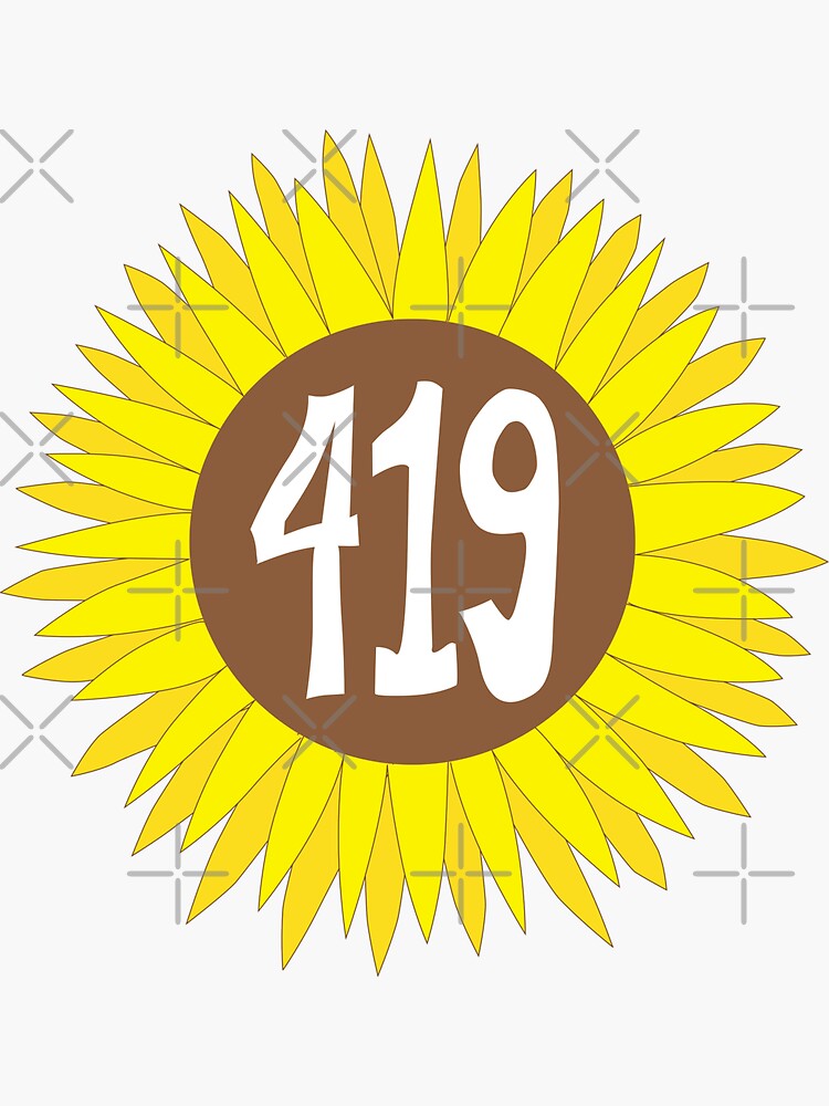 "Hand Drawn Ohio Sunflower 419 Area Code" Sticker by itsrturn | Redbubble