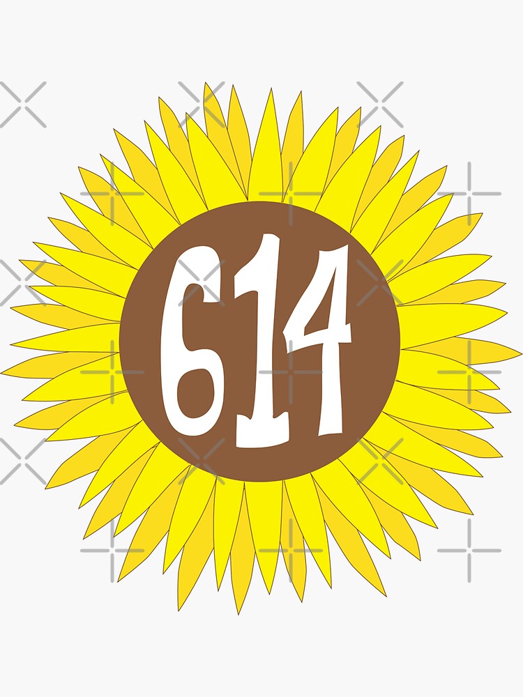 "Hand Drawn Ohio Sunflower 614 Area Code" Sticker by itsrturn | Redbubble