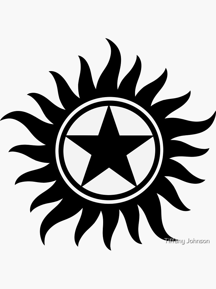 "Supernatural Anti-possession symbol tattoo style Solid Red " Sticker ...