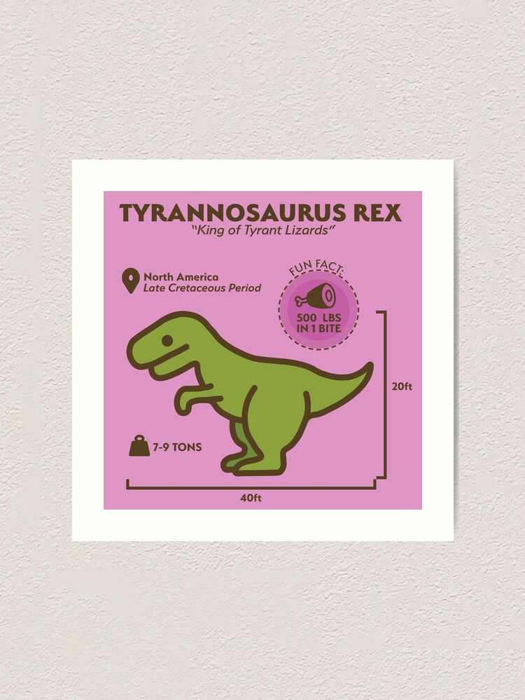 "Tyrannosaurus Rex (T-Rex) Infographic" Art Print for Sale by ...