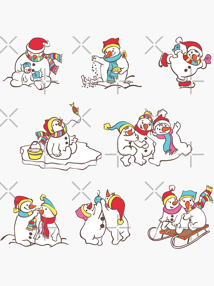 "Playful Snowman Icons" Sticker for Sale by Amanda-Lakey | Redbubble