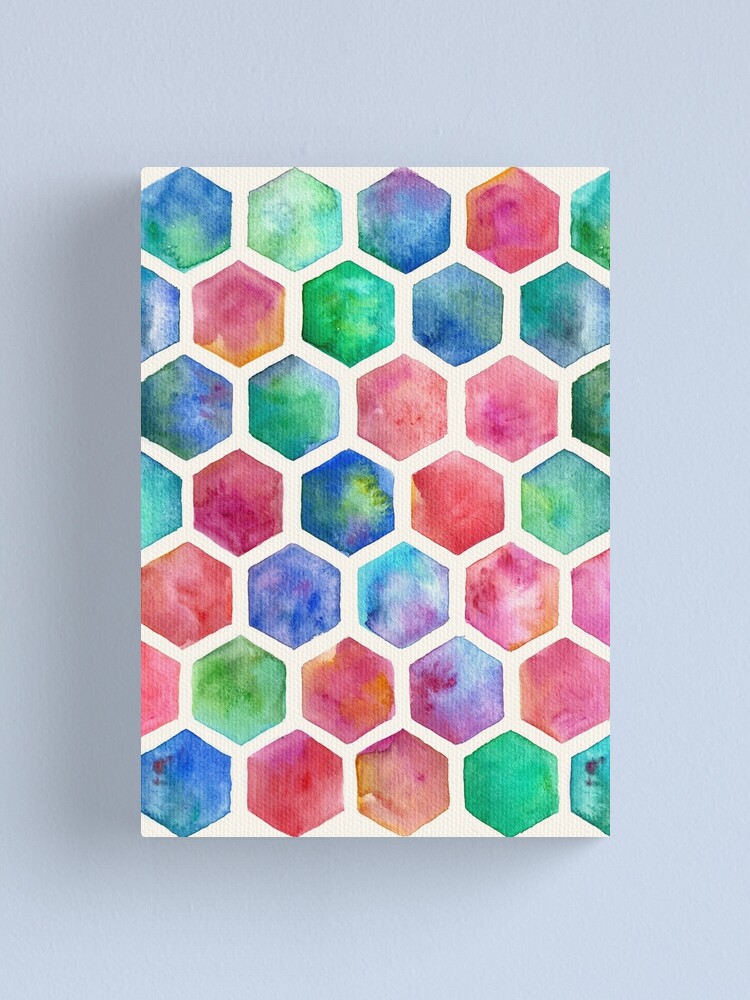 "Hand Painted Watercolor Honeycomb Pattern" Canvas Print for Sale by ...