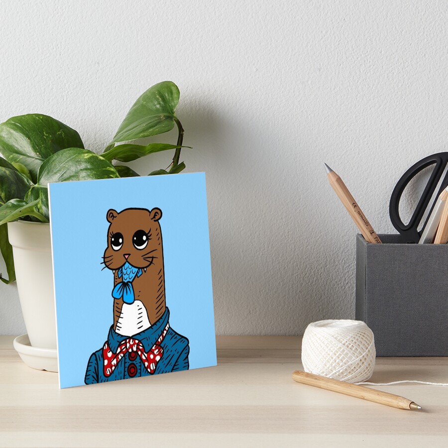 "office otter. funny cartoon otter in suit. " Art Board Print for Sale ...