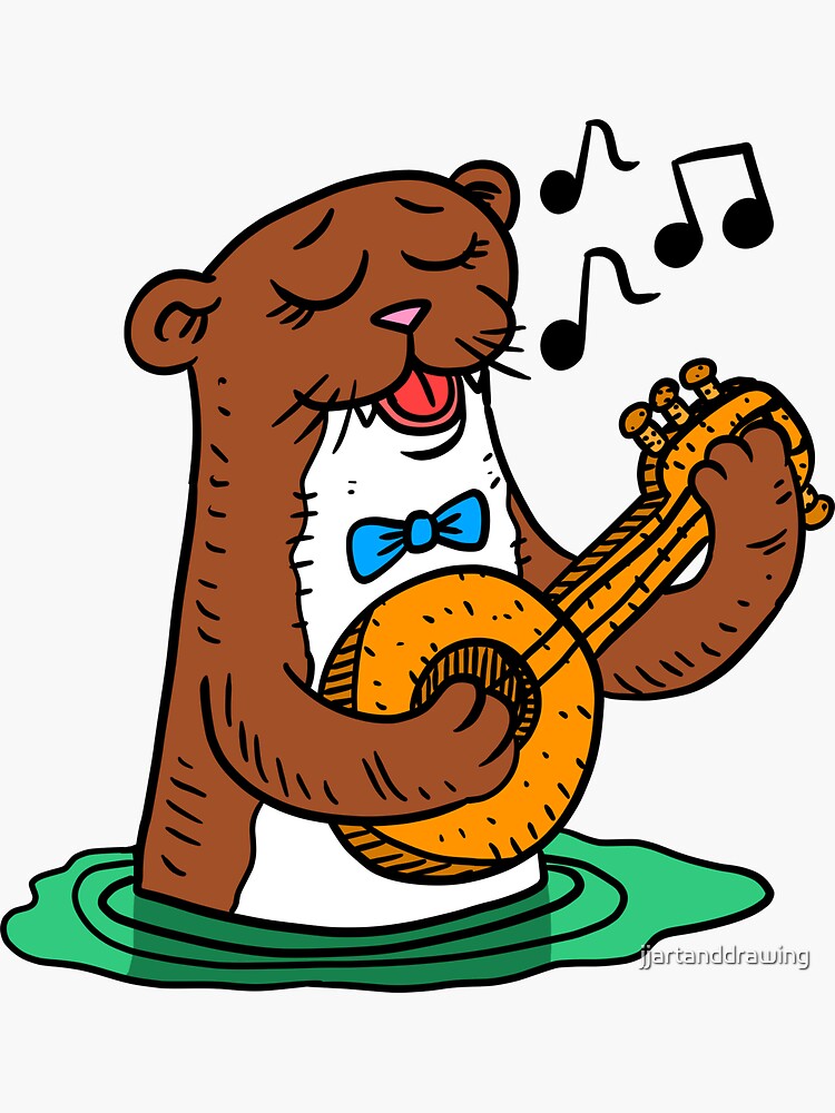 "otter serenade, cute singing otter with ukulele. " Sticker for Sale by ...