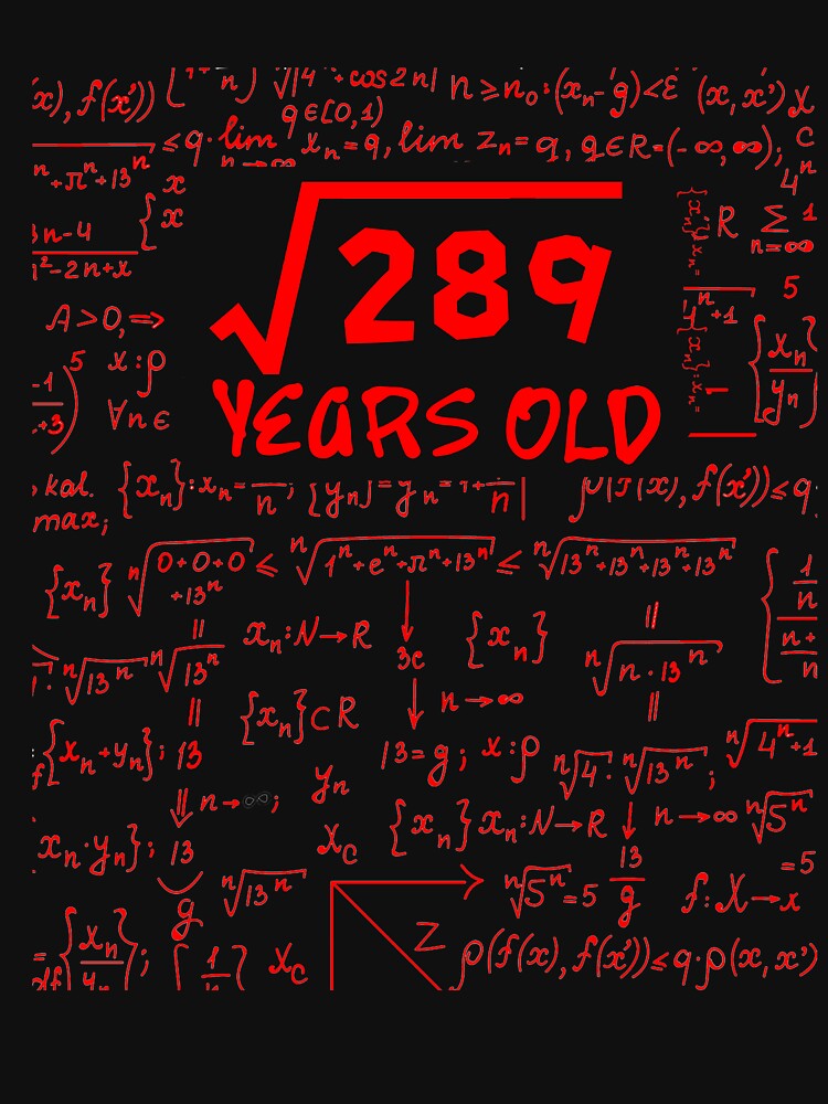 "Square Root Of 289 17 yrs Years Old 17th Birthday Gift" Essential T ...