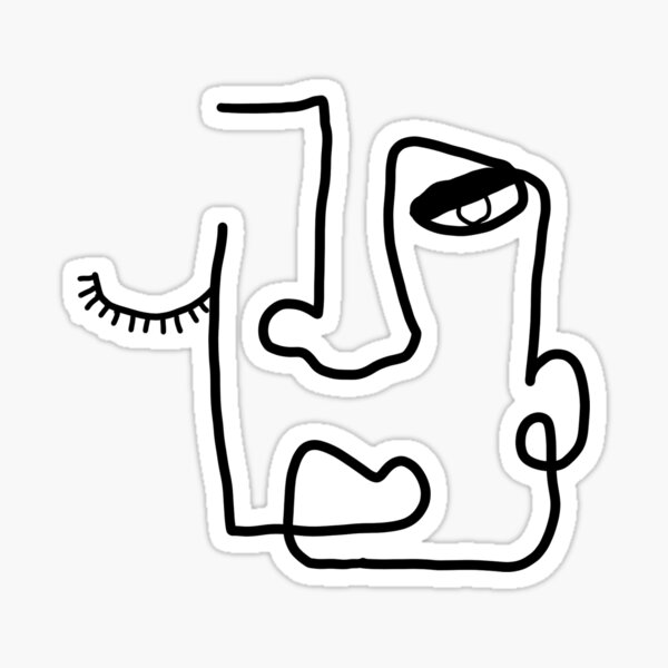"face line drawing" Sticker by alialiebo | Redbubble