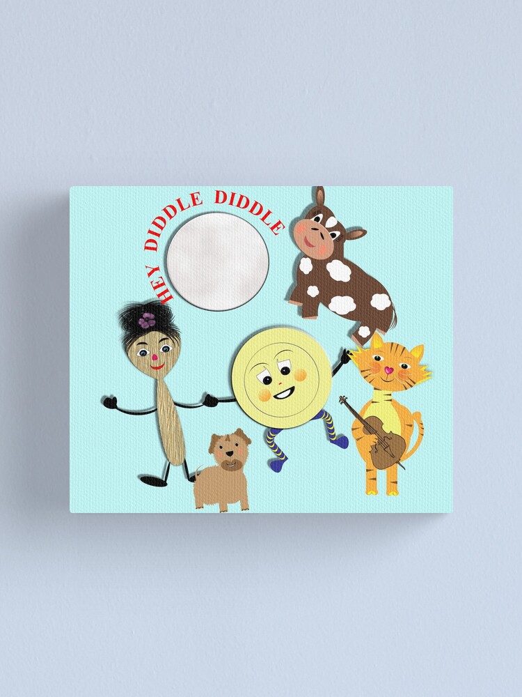 "Hey Diddle Diddle Kids Nursery Rhyme Picture" Canvas Print by ...
