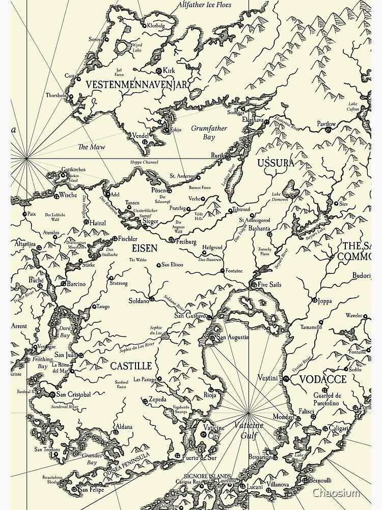 "Map of Théah by Mark Richardson" Journal for Sale by Chaosium | Redbubble