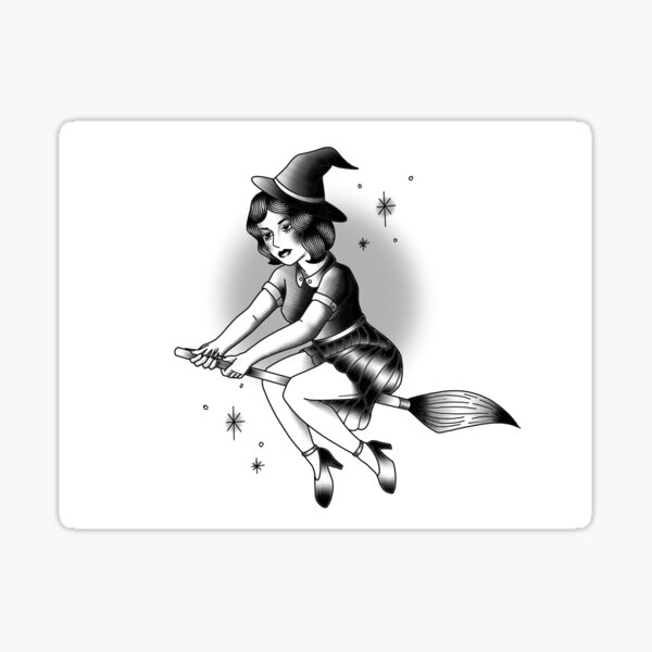 "Traditional Witch Tattoo" Sticker by yikesmikes | Redbubble