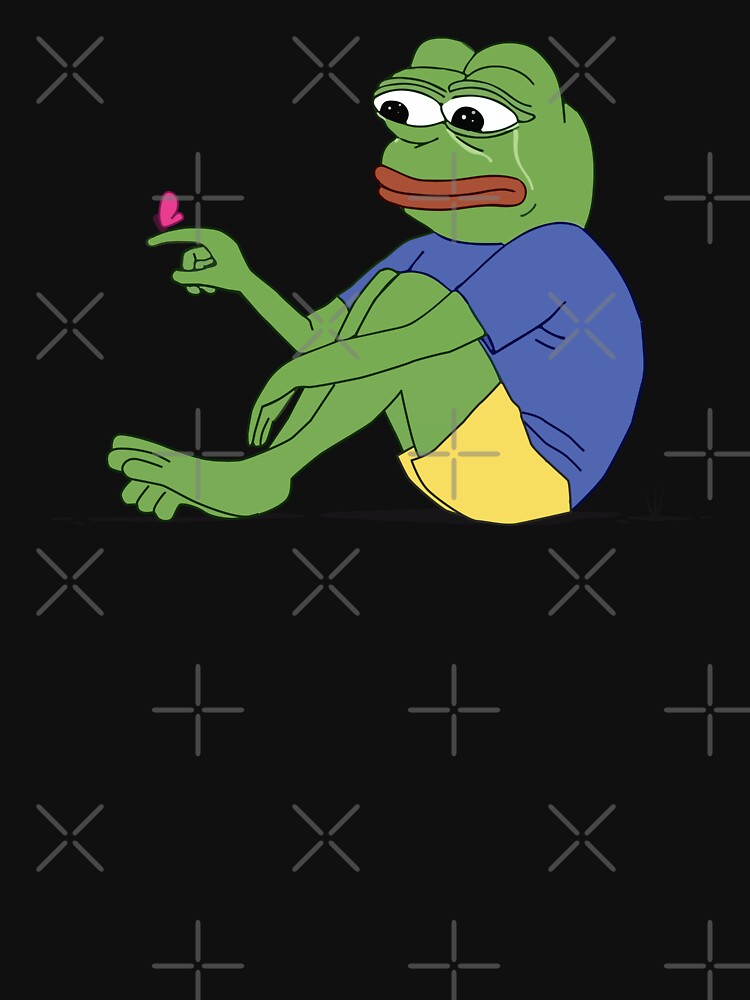 "Pepe The Frog Meme Sad Crying PepeTheFrog with Butterfly landing on ...
