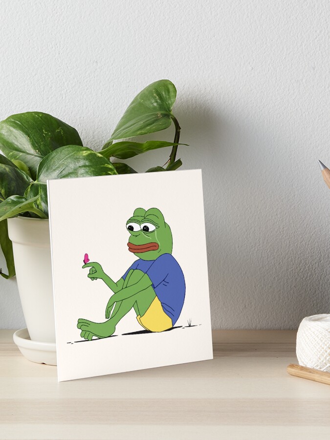 "Pepe The Frog Meme Sad Crying PepeTheFrog with Butterfly landing on ...