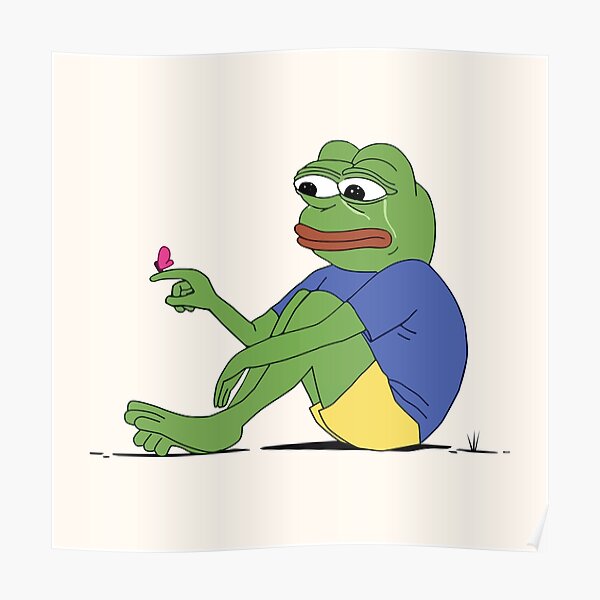 "Pepe The Frog Meme Sad Crying PepeTheFrog with Butterfly landing on ...