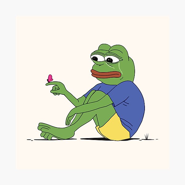 "Pepe The Frog Meme Sad Crying PepeTheFrog with Butterfly landing on ...