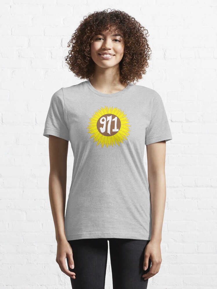 "Hand Drawn Oregon Sunflower 971 Area Code" T-shirt for Sale by ...