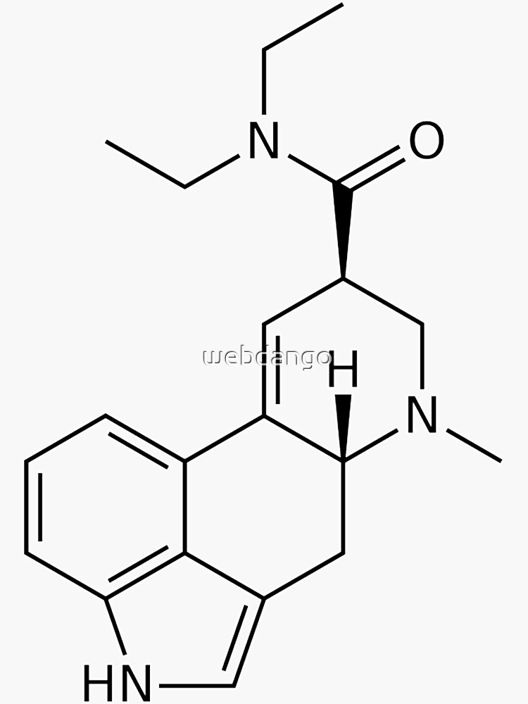 Pegatina «Diagrama molecular del LSD: dietilamida del ácido lisérgico ...
