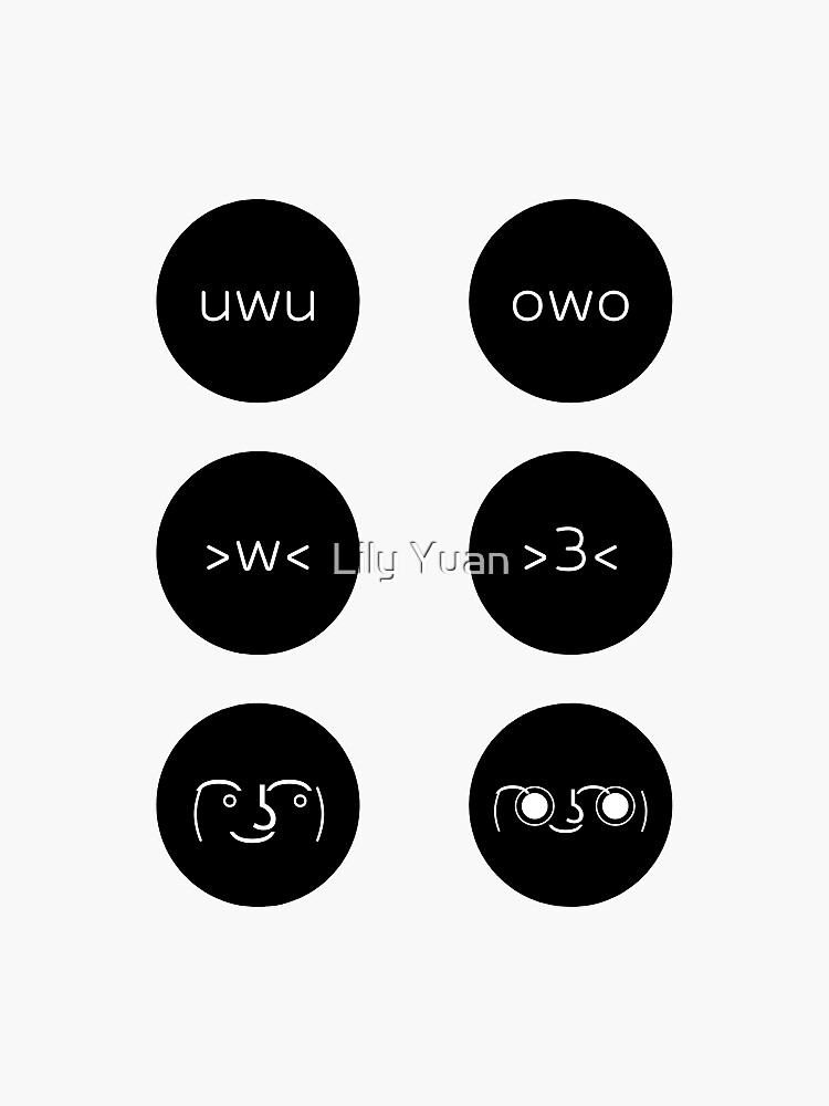 "uwu – Emoticons Pack (Black)" Sticker for Sale by lily-yuan | Redbubble