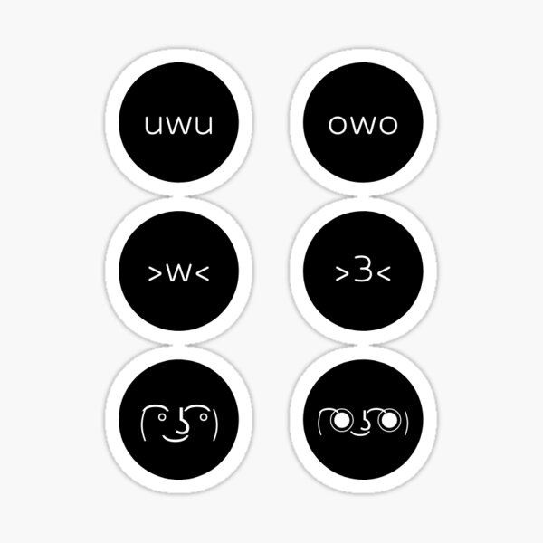 "uwu – Emoticons Pack (Black)" Sticker for Sale by lily-yuan | Redbubble