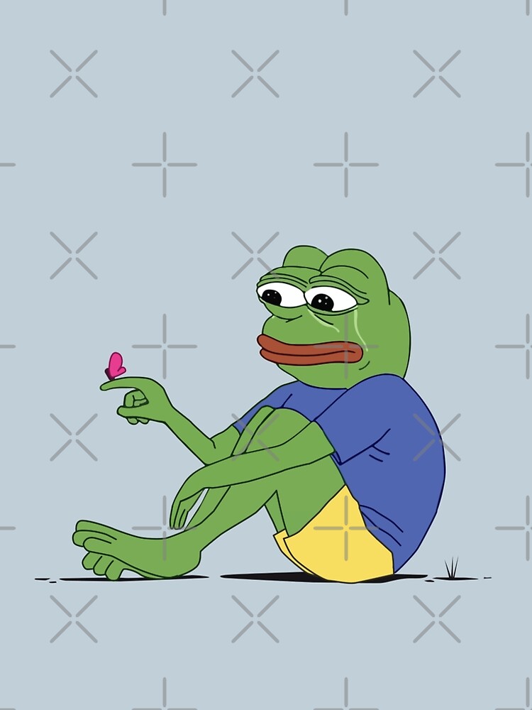 "Pepe The Frog Meme Sad Crying PepeTheFrog with Butterfly landing on ...