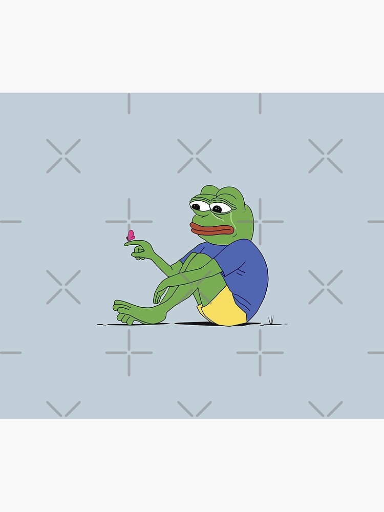 "Pepe The Frog Meme Sad Crying PepeTheFrog with Butterfly landing on ...